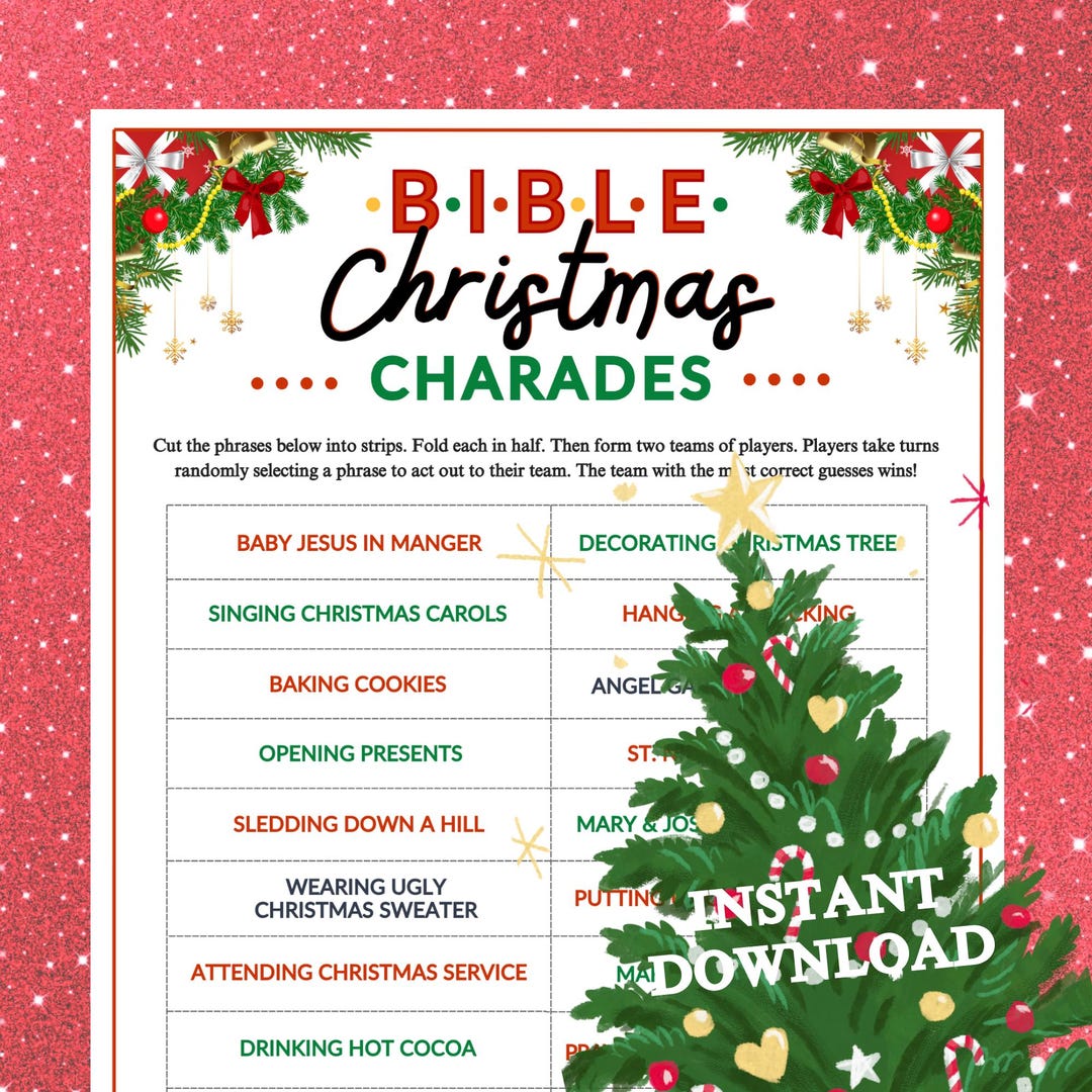 Bible Christmas Charades Game | Nativity Christian Printable for Church ...