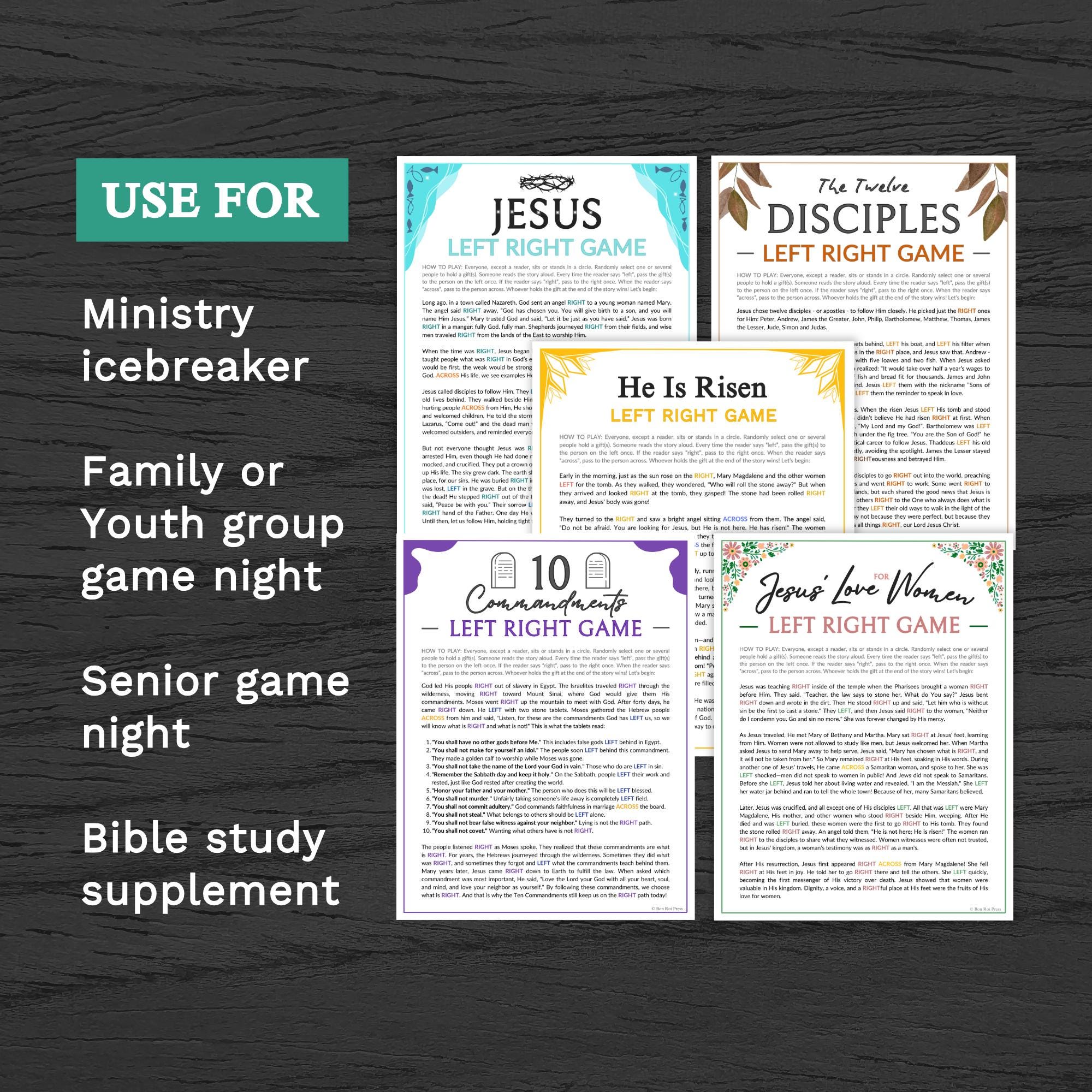 Bible Left Right Games Bundle | 5 Printables for Church Youth Group ...