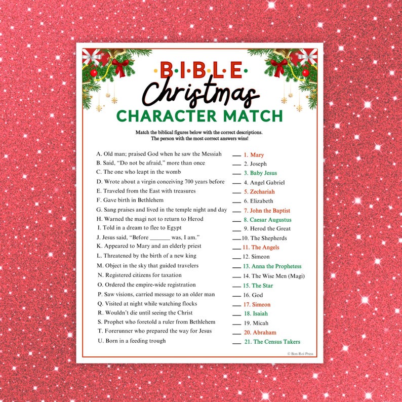 Bible Christmas Character Match Game | Nativity Printable for Church ...