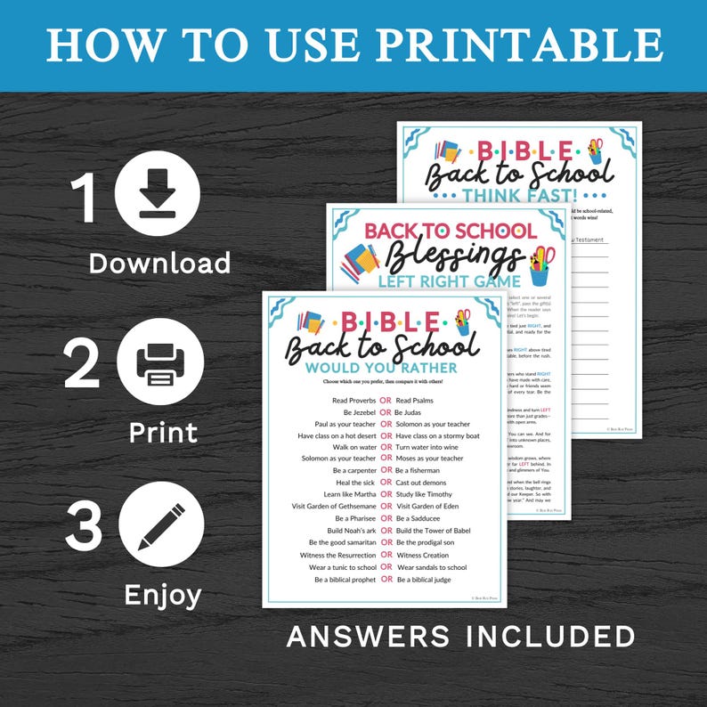 Bible Back to School Group Games BUNDLE | 3 Printables for Church ...