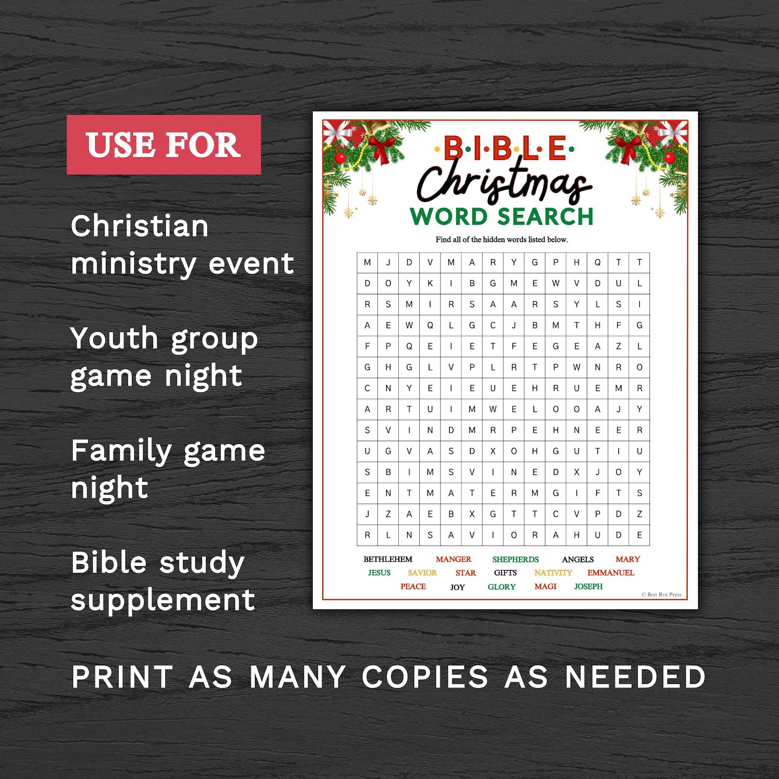 Bible Christmas Word Search Game | Nativity Christian Printable for ...
