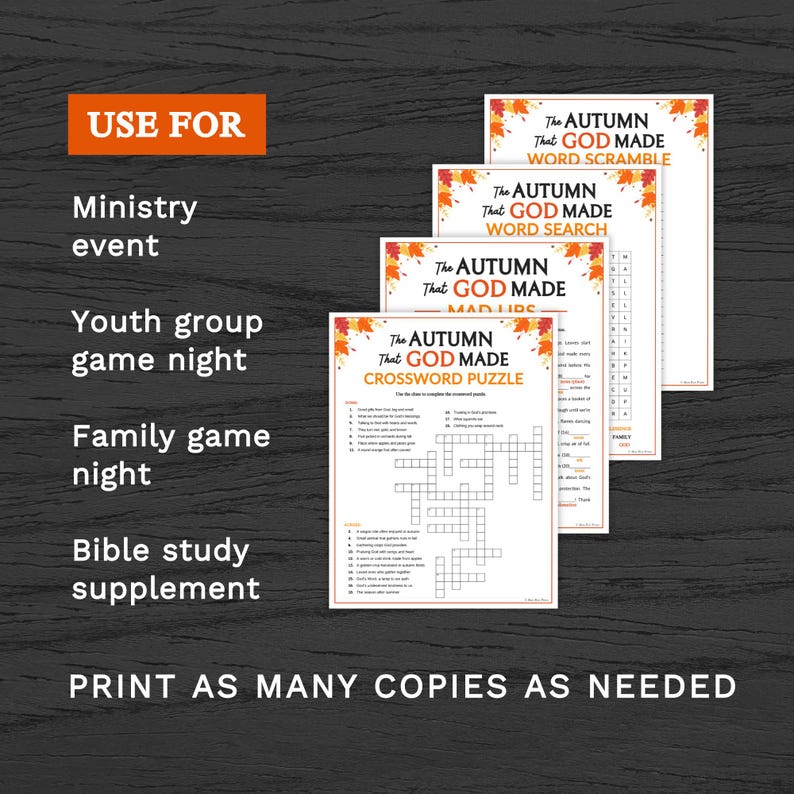 The Autumn That God Made Word Games BUNDLE | Fall Printables for Church ...