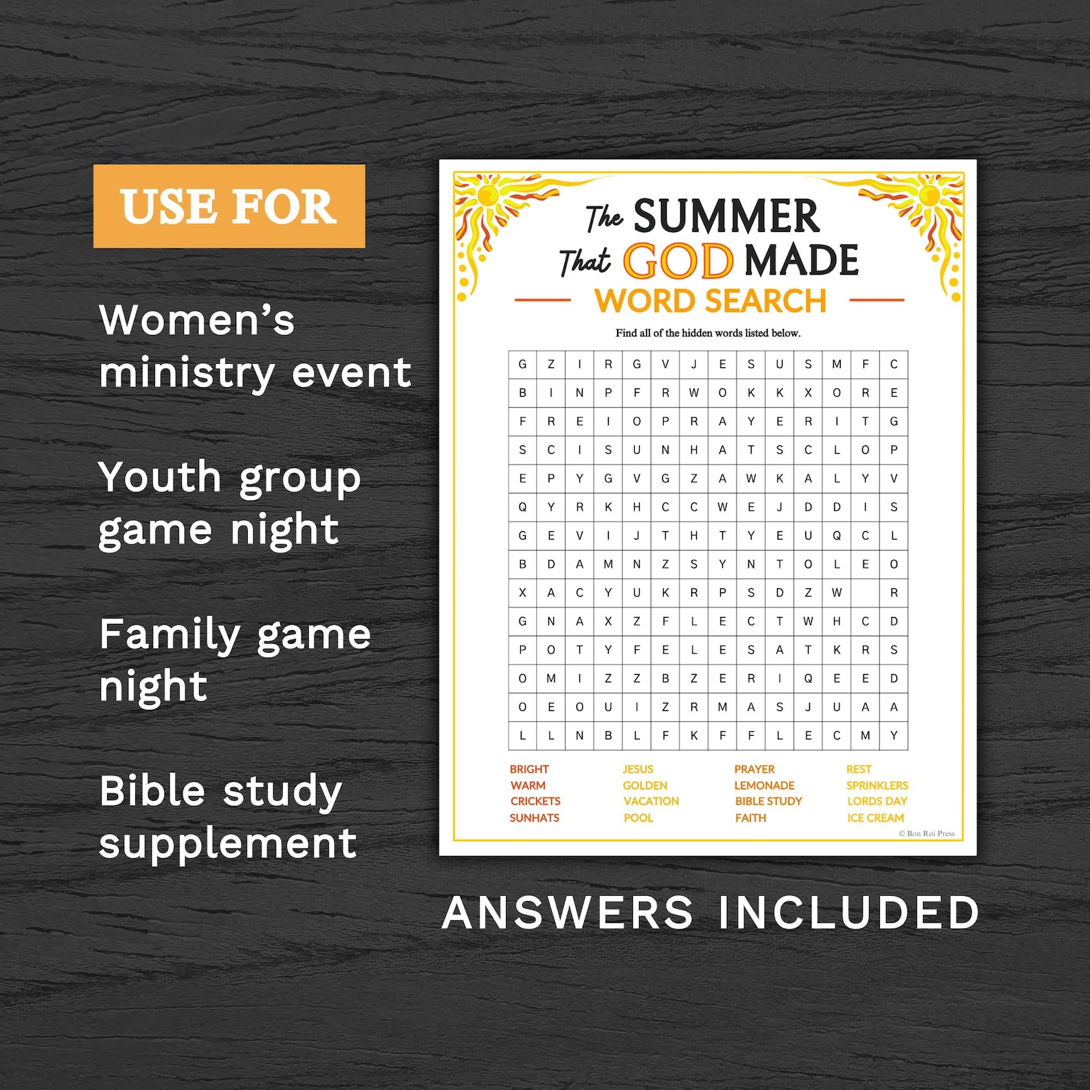 The Summer That God Made Word Search Game | Printable for Church Kids ...