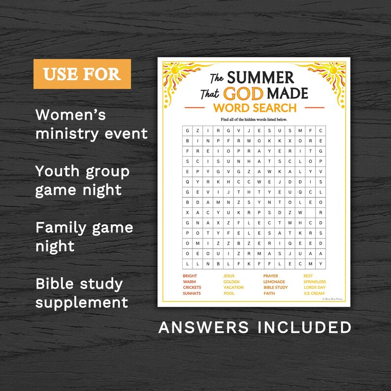 The Summer That God Made Word Search Game | Printable for Church Kids ...