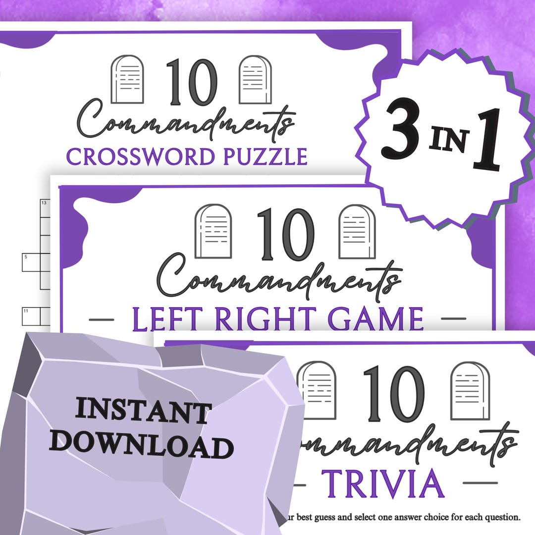 The Ten Commandments Games Bundle | 3 Printables for Church, Kids ...