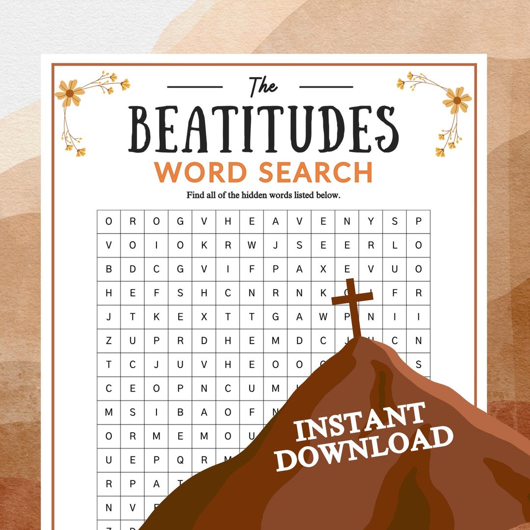 Beatitudes Word Search Game | Jesus Sermon on the Mount Printable for ...