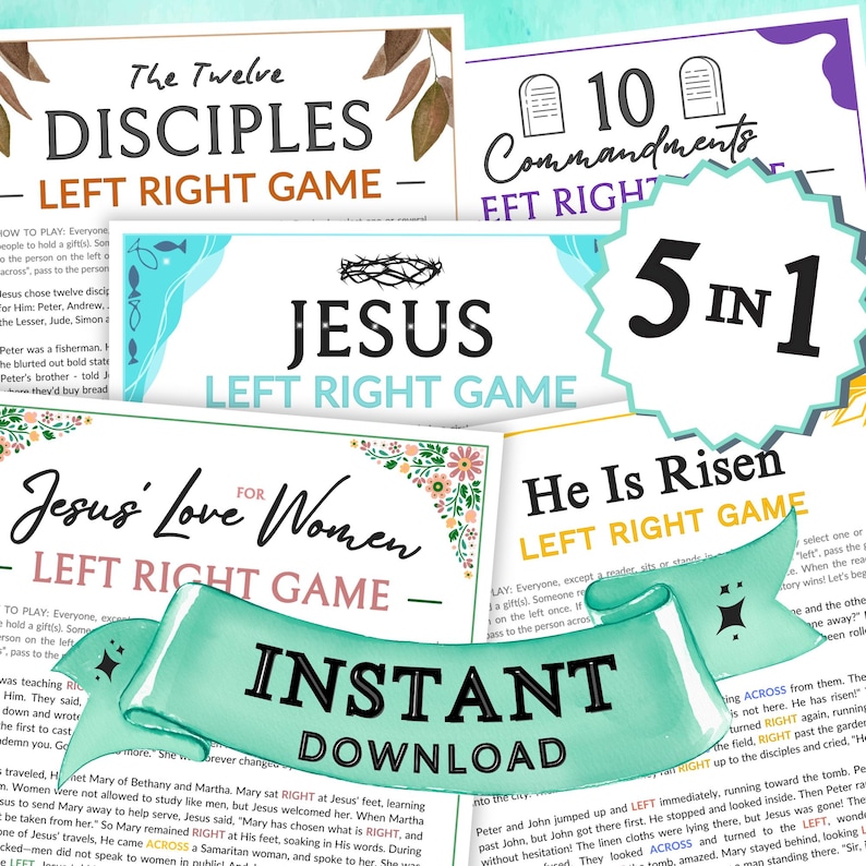 Bible Left Right Games Bundle | 5 Printables for Church Youth Group ...