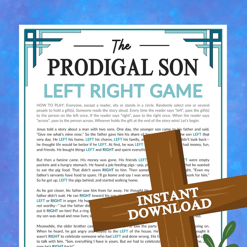 Prodigal Son Left Right Game | Jesus' Parable Printable for Church Kids ...