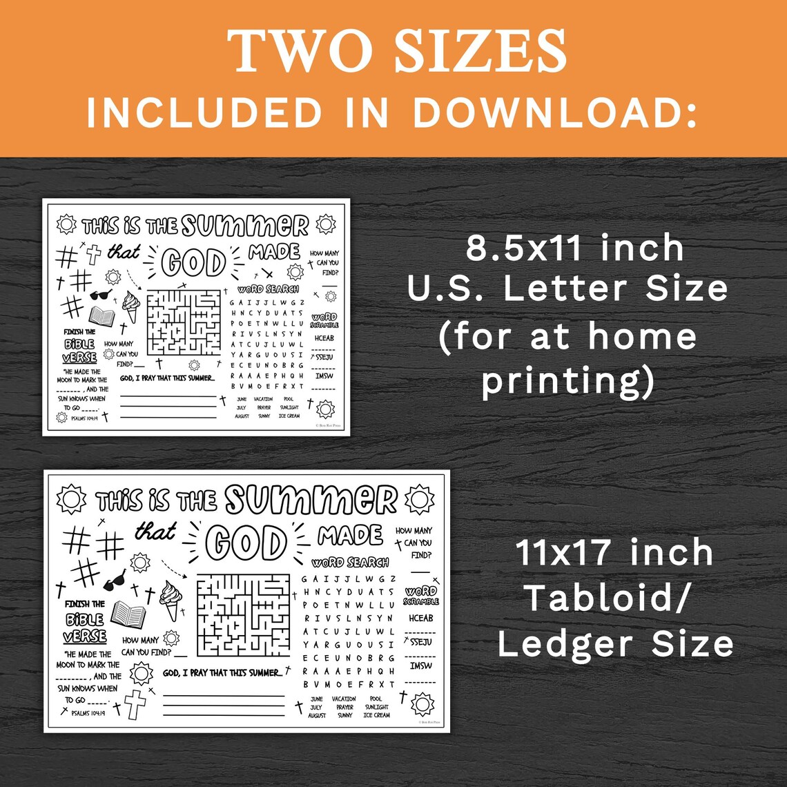 The Summer That God Made Activity Placemat | Christian Printable Ledger ...