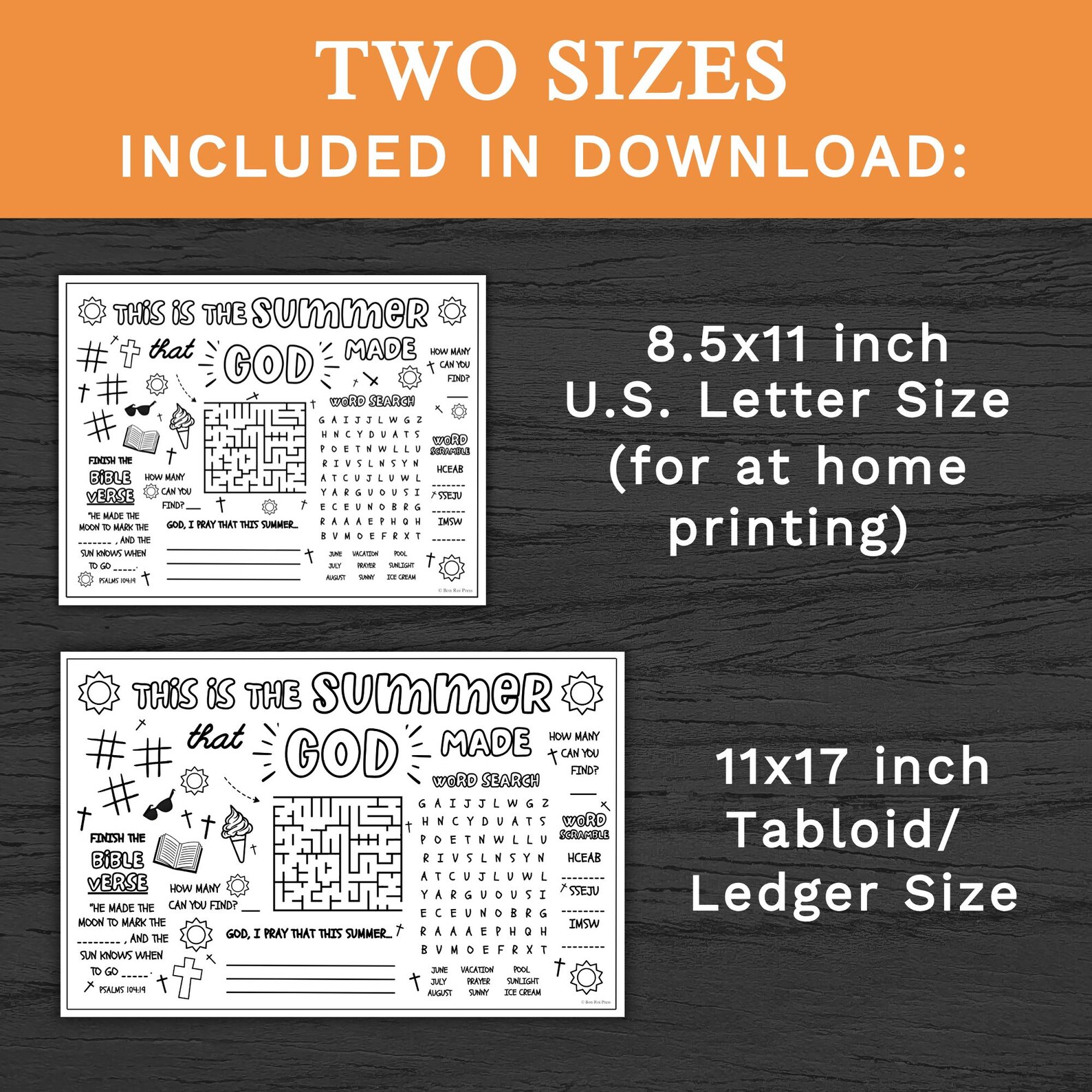 The Summer That God Made Activity Placemat | Christian Printable Ledger ...