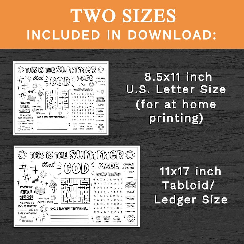 The Summer That God Made Activity Placemat | Christian Printable Ledger ...