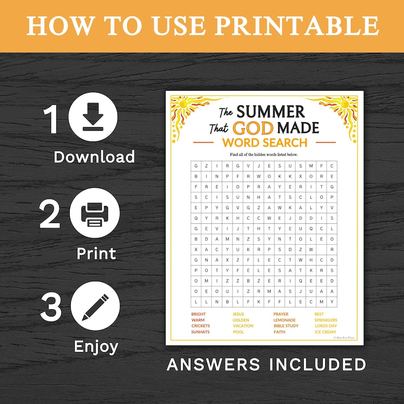 The Summer That God Made Word Search Game | Printable for Church Kids ...