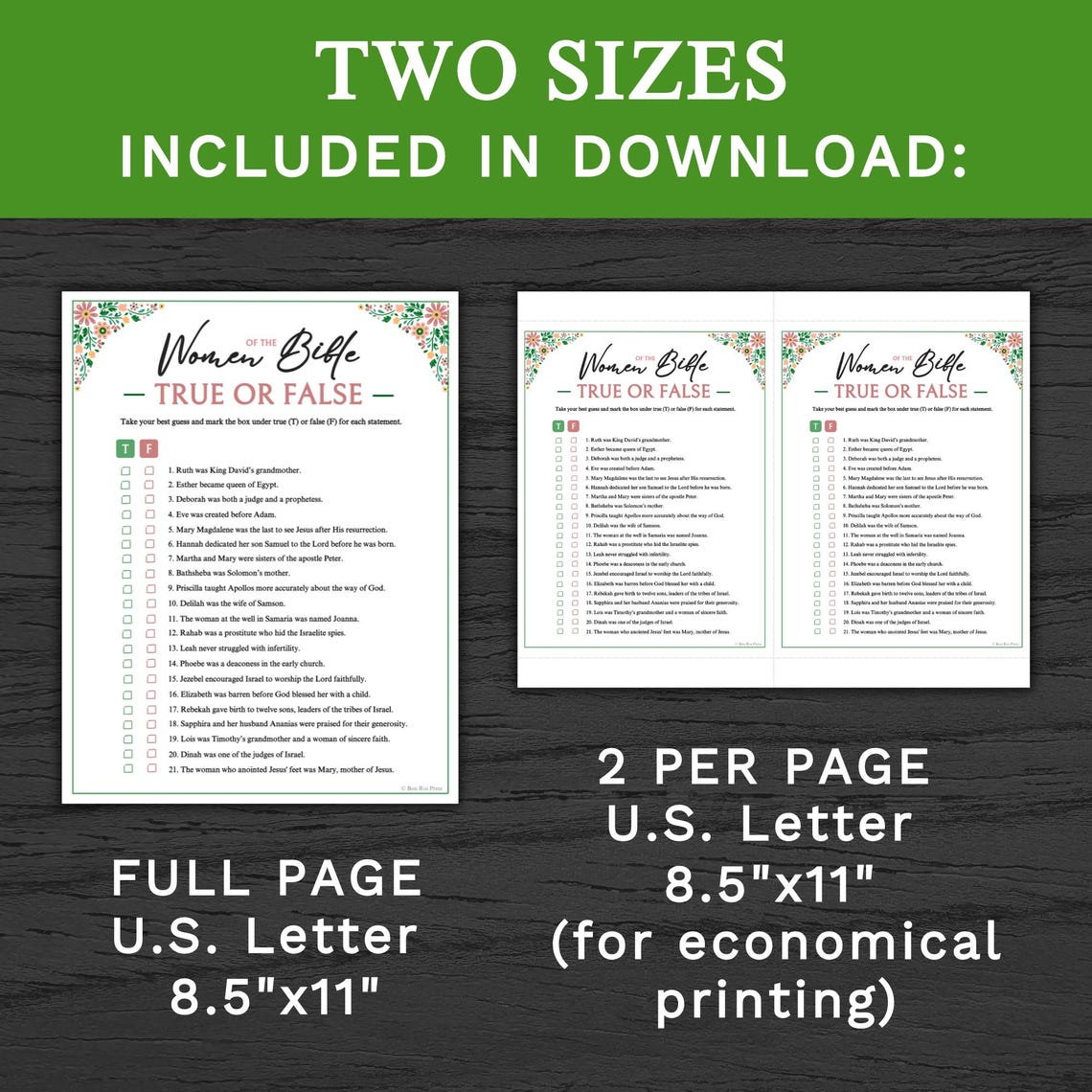 Women of the Bible True or False Game | Printable for Church, Fact or ...