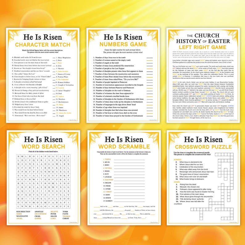 He is Risen Games 12 BUNDLE | Easter Resurrection Christian Printable ...
