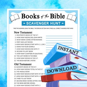 Books of the Bible Scavenger Hunt Game | Christian Printable for Church ...