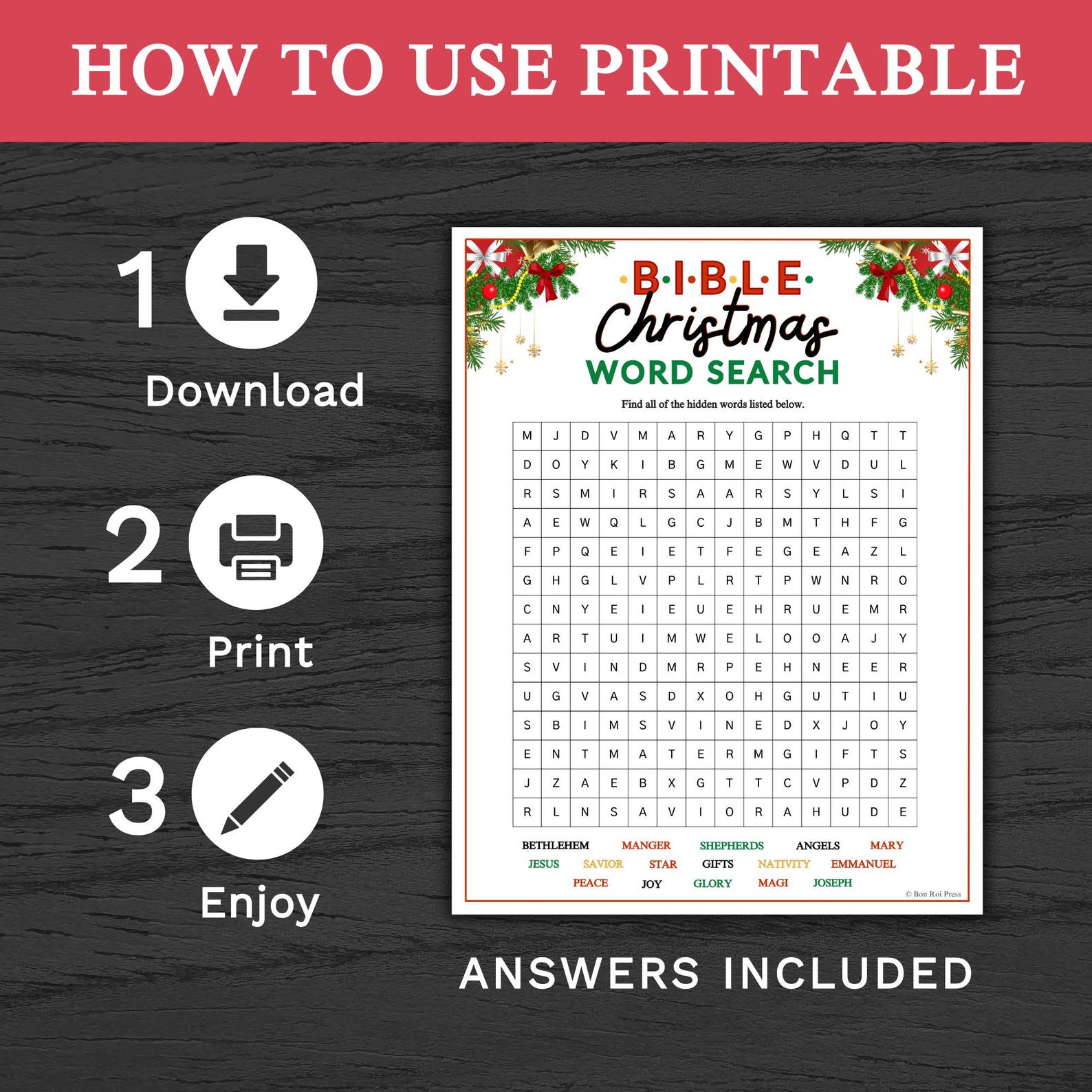 Bible Christmas Word Search Game | Nativity Christian Printable for ...