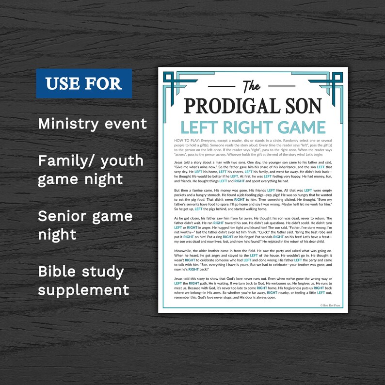 Prodigal Son Left Right Game | Jesus' Parable Printable for Church Kids ...
