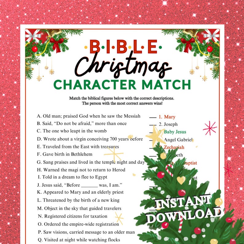 Bible Christmas Character Match Game | Nativity Printable for Church ...