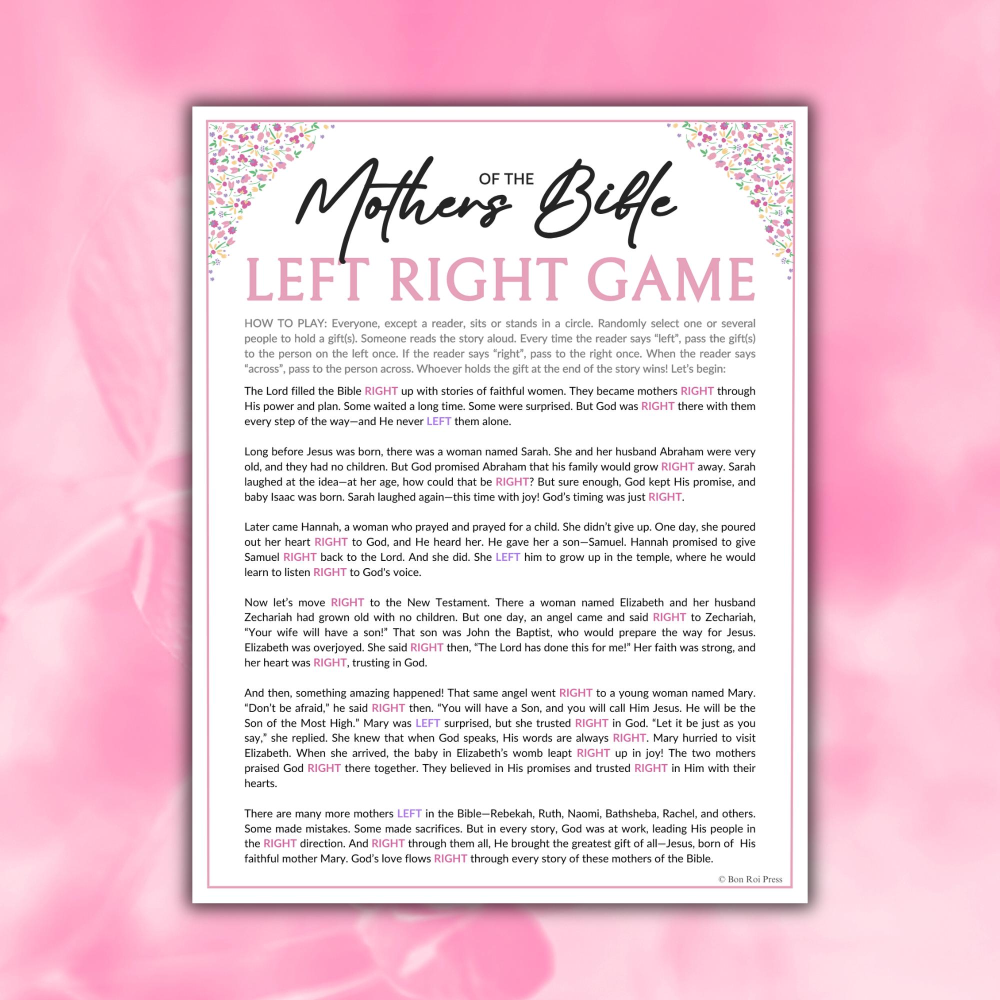 Mothers of the Bible Left Right Game | Moms of Scripture Story ...
