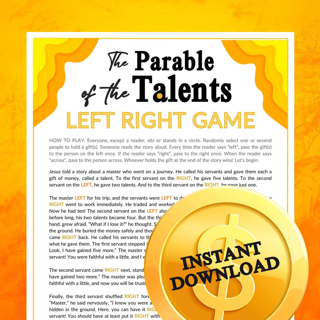 The Parable of the Talents Left Right Game | Printable for Church Kids ...