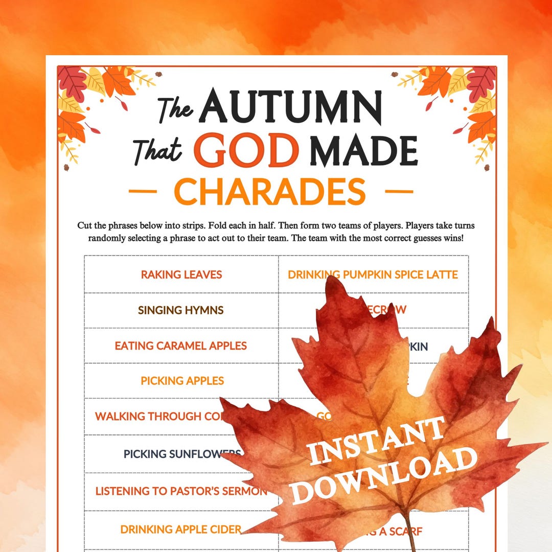 The Autumn That God Made Charades Game | Fall Printable for Church Kids ...