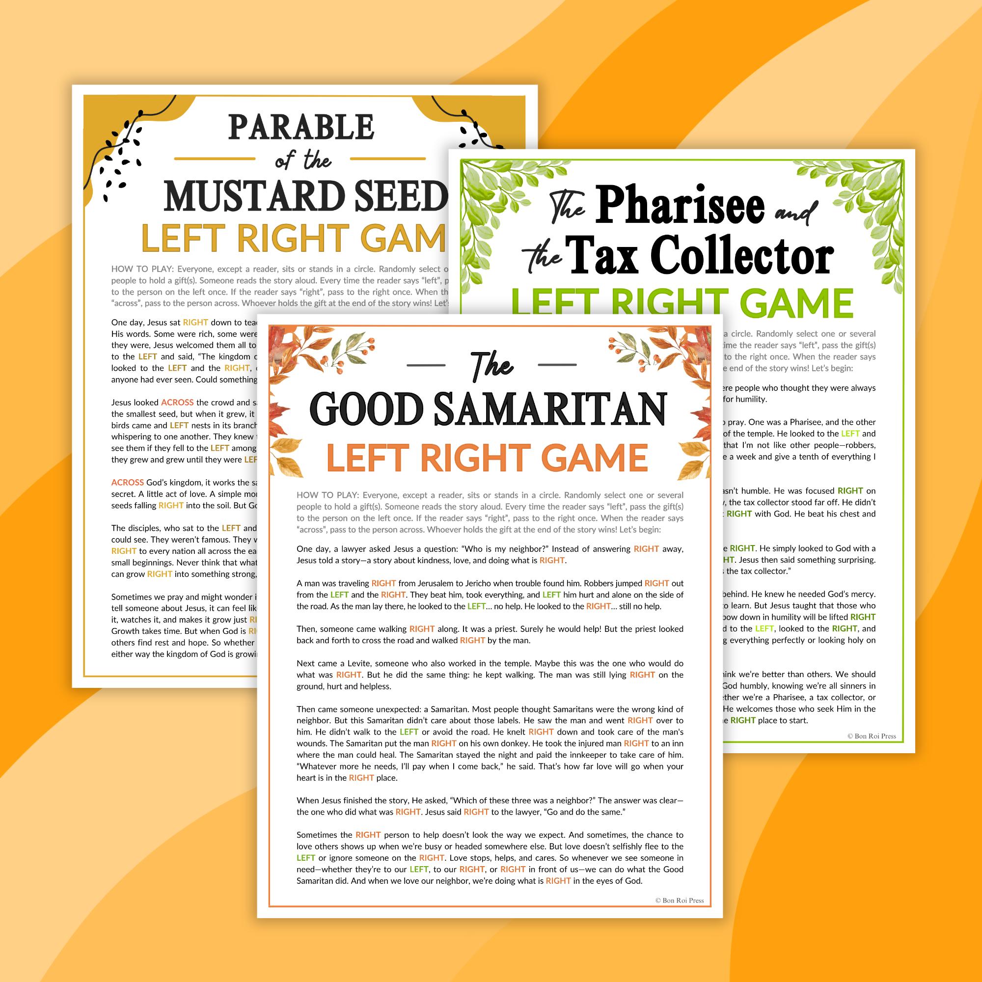 Parables Left Right Games BUNDLE | 3 Printables for Kids, Adults ...