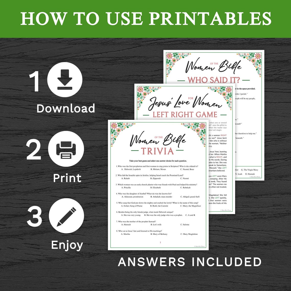 Women of the Bible Games BUNDLE | 3 Printables for Church Youth Group ...