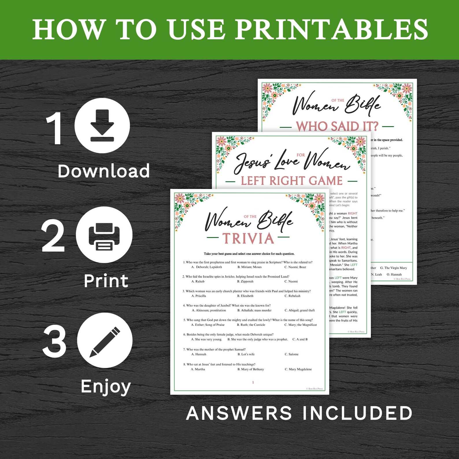 Women of the Bible Games BUNDLE | 3 Printables for Church Youth Group ...