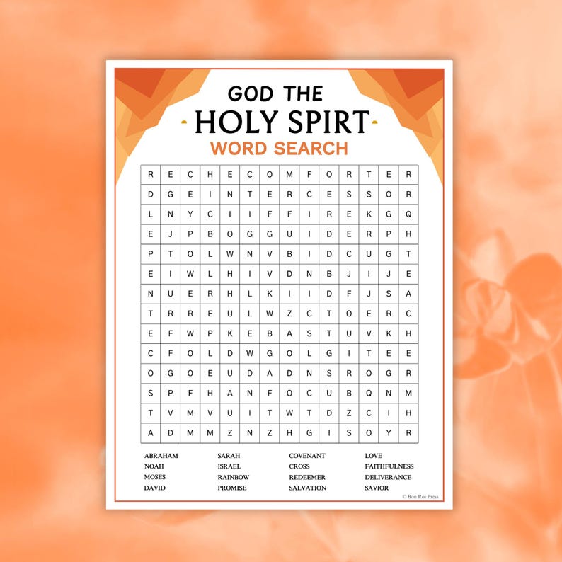God the Holy Spirit Word Search Game | Holy Ghost Printable for Church ...