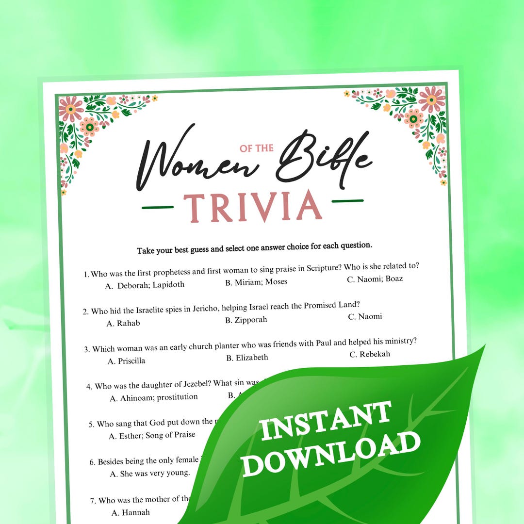 Women of the Bible Trivia Game | Printable for Church Youth Group ...