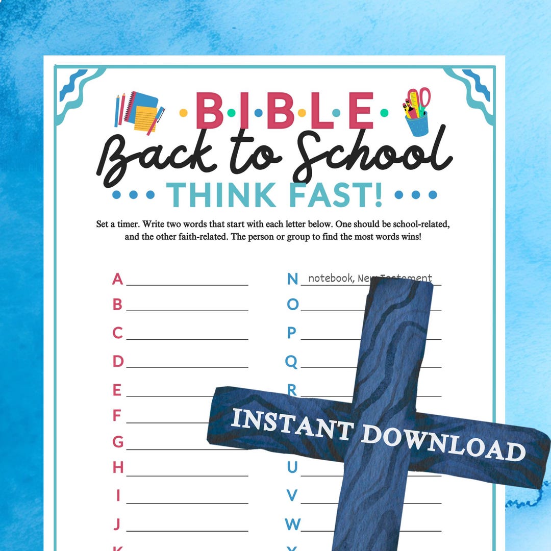 Bible Back to School Think Fast Game | Printable for Church, Sunday ...