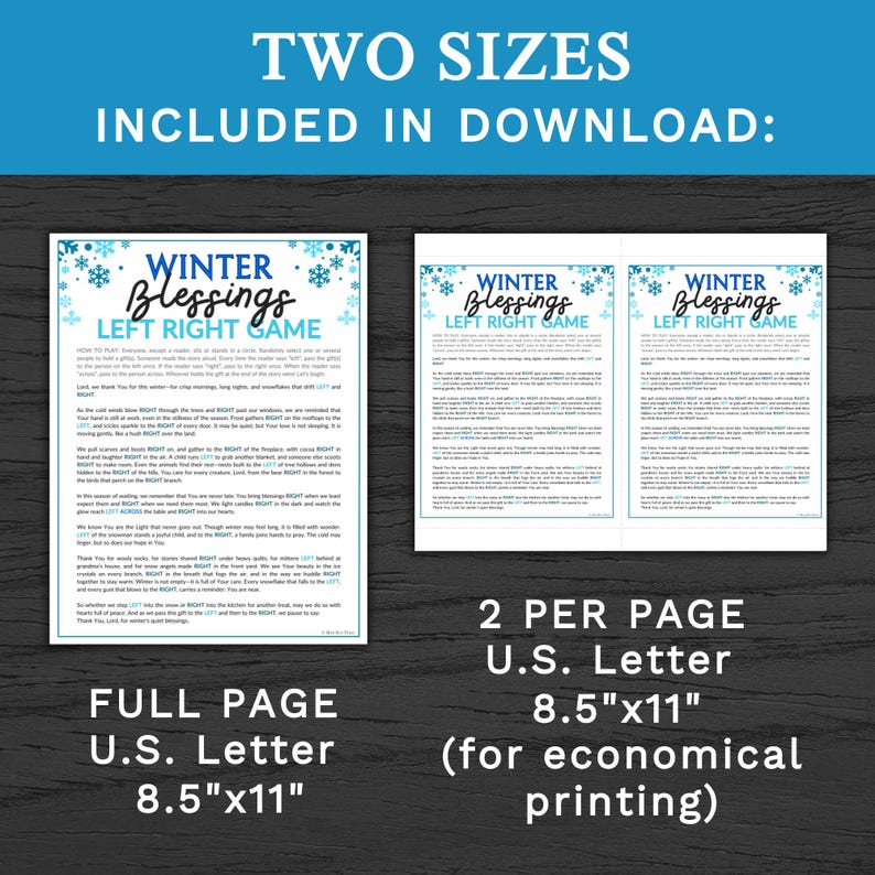Winter Blessings Left Right Game | Christian Printable for Church ...