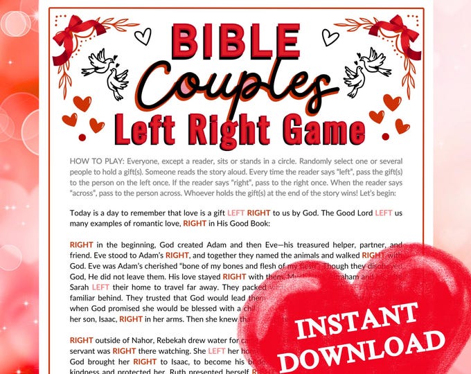 Bible Couples Left Right Game | Valentine's Day Printable for Church ...