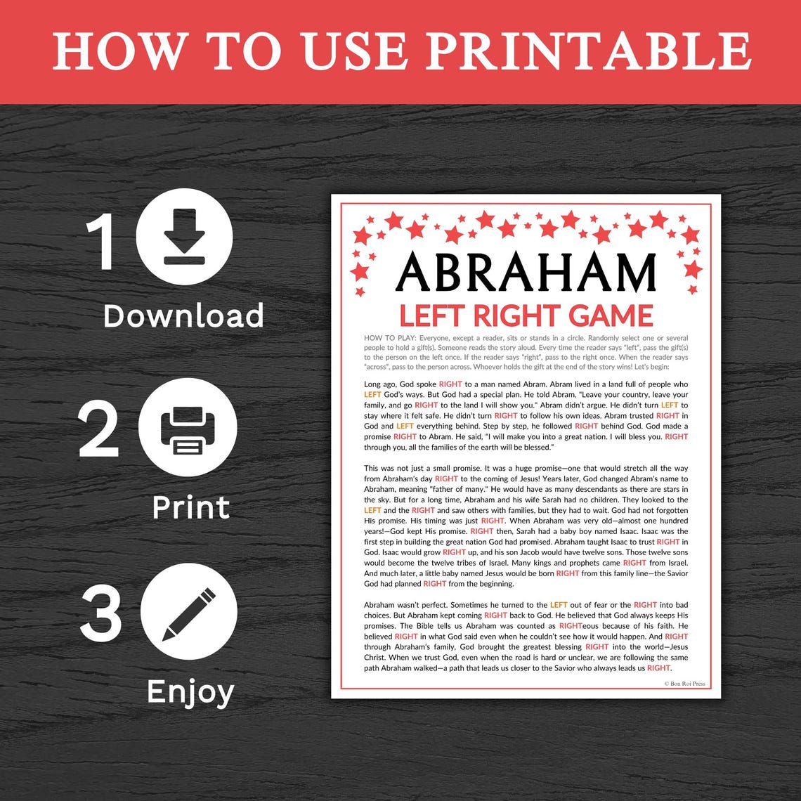 Abraham Left Right Game | Patriarch Father of the Bible Printable for ...