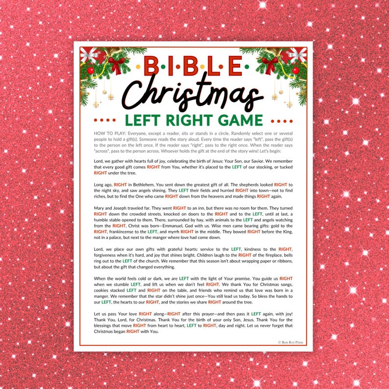 Bible Christmas Left Right Game | Nativity Story Prayer Printable for ...