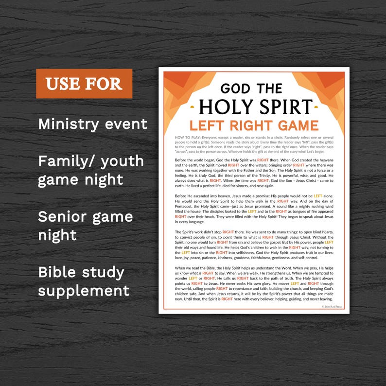 God the Holy Spirit Left Right Game | Story Printable for Church Kids ...