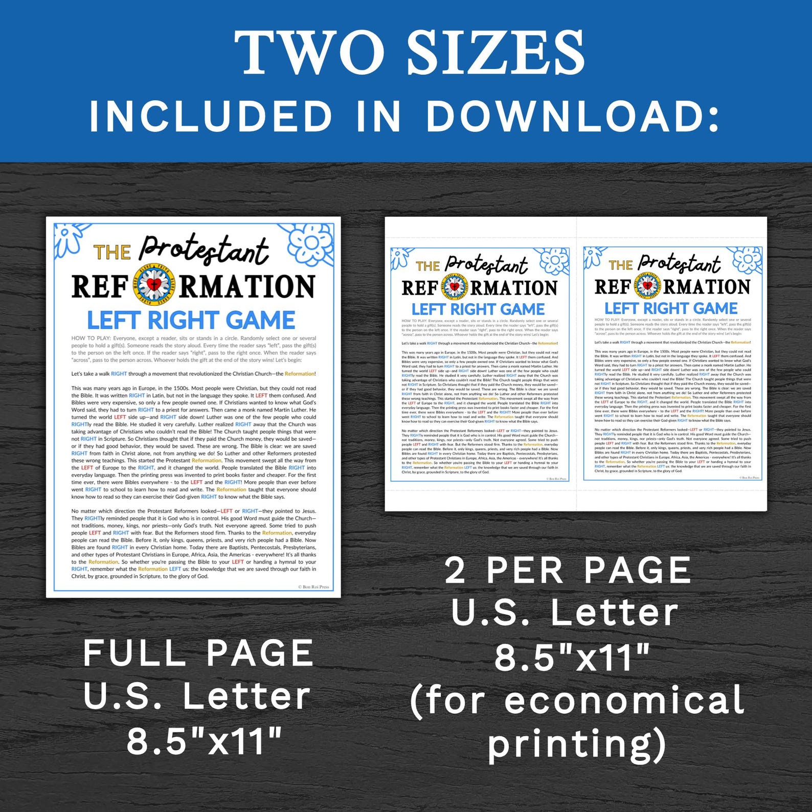The Protestant Reformation Left Right Game | Printable for Church Kids ...
