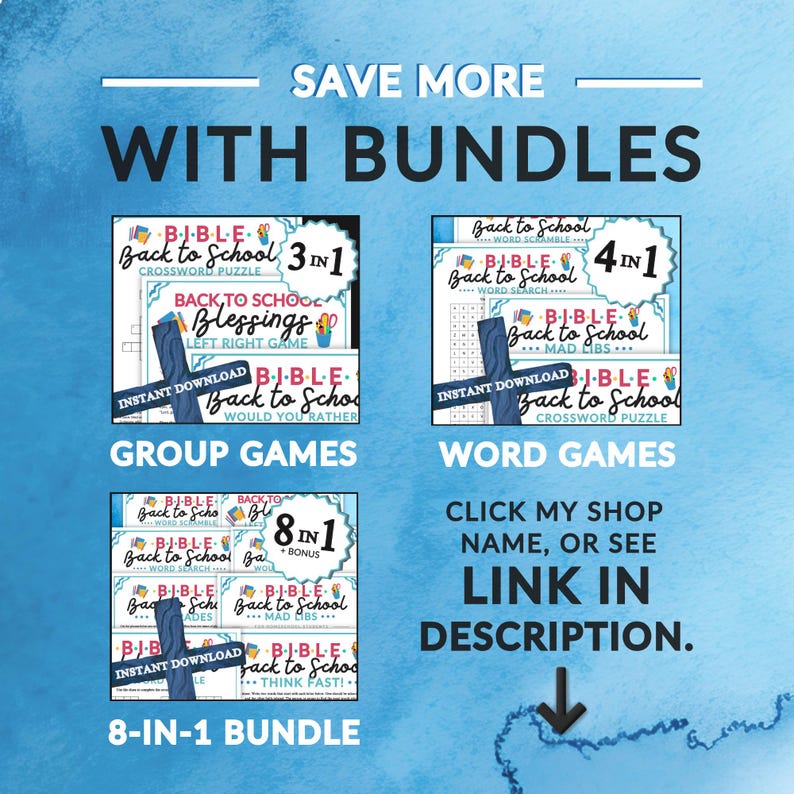 Bible Back to School Group Games BUNDLE | 3 Printables for Church ...