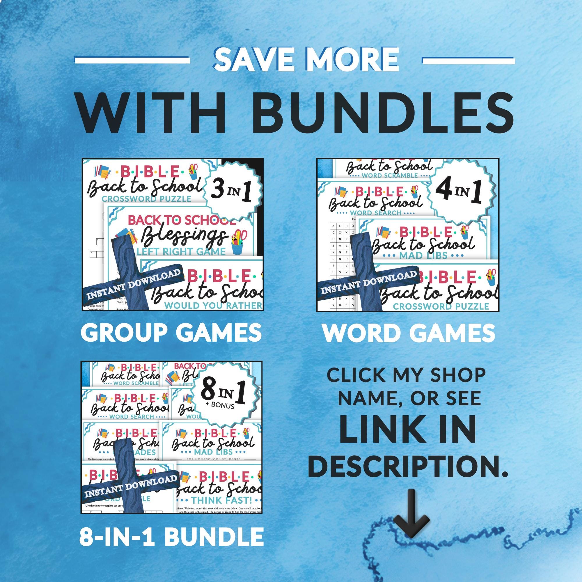 Bible Back to School Group Games BUNDLE | 3 Printables for Church ...