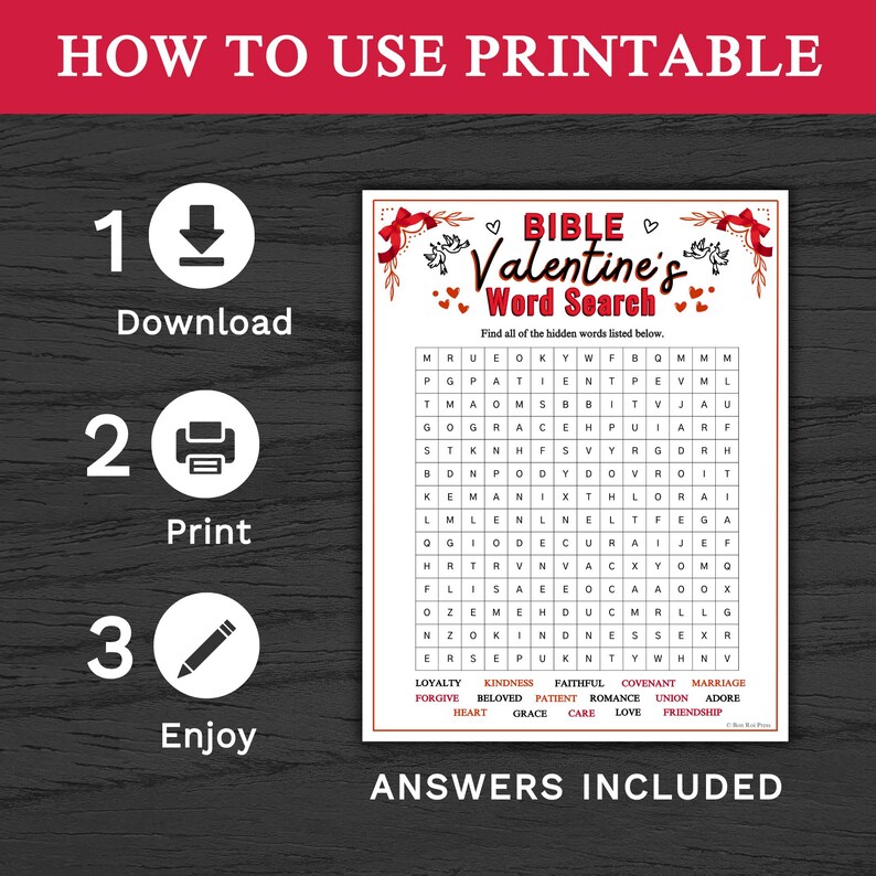 Bible Valentine's Word Search Game | Printable for Church, Family ...