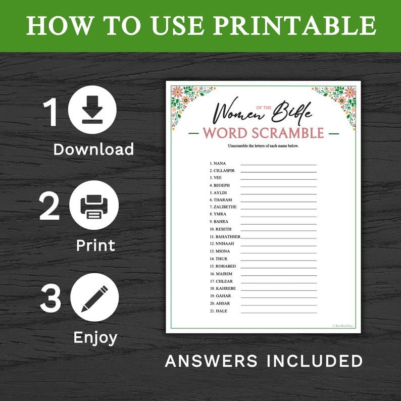 Women of the Bible Word Scramble Game | Printable for Church ...