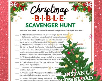 Christmas Bible Scavenger Hunt Game | Nativity Printable for Church ...
