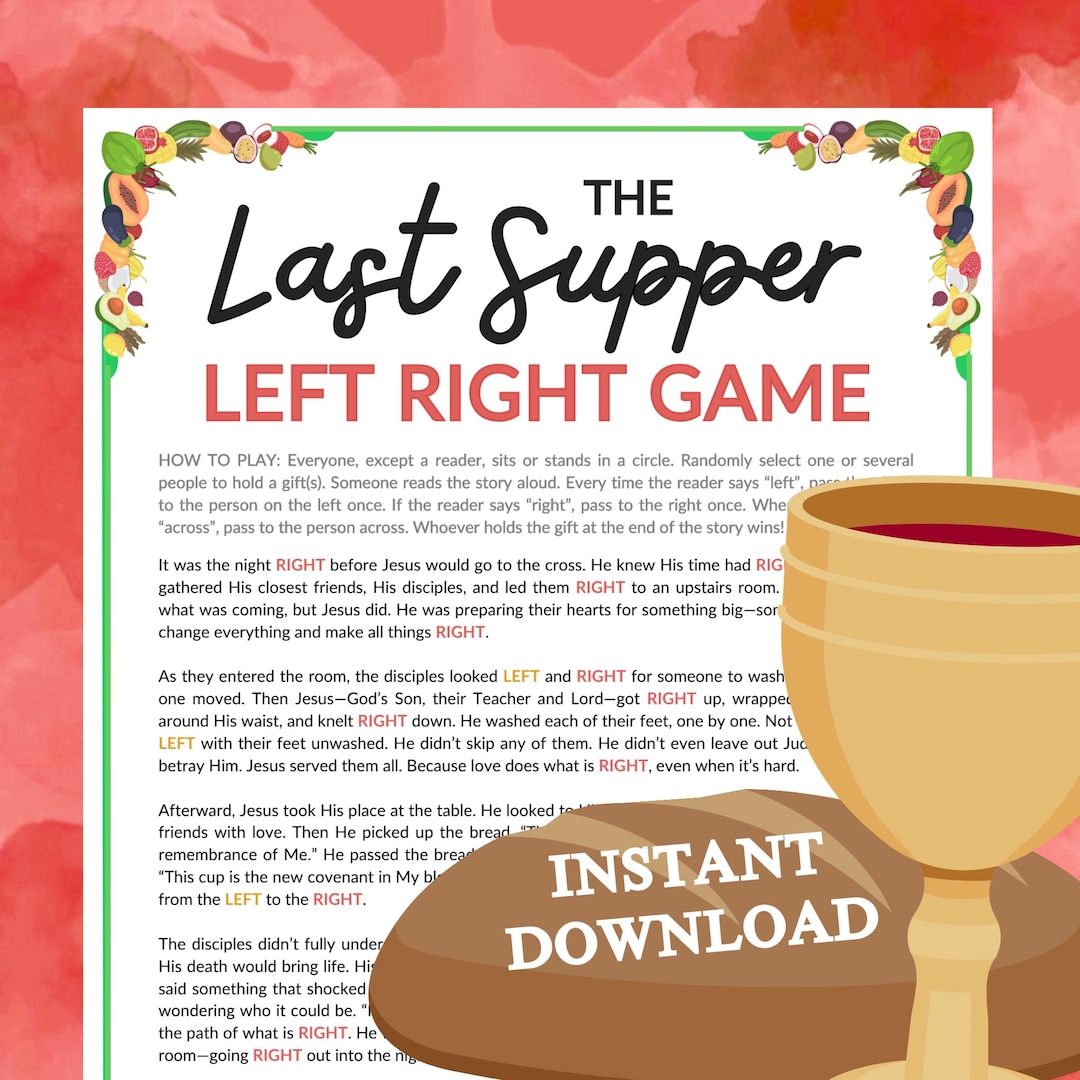 The Last Supper Left Right Game | Jesus Communion Printable for Church ...