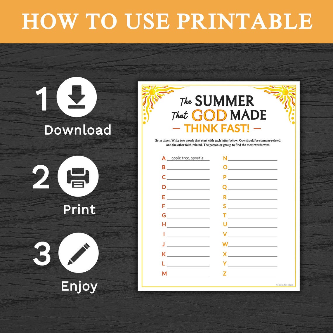 The Summer That God Made Think Fast Game | Printable for Church Kids ...