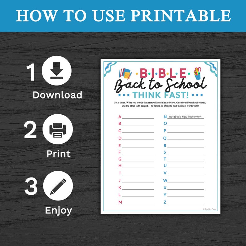 Bible Back to School Think Fast Game | Printable for Church, Sunday ...