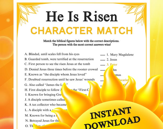 He is Risen Character Match Game | Easter Resurrection Christian ...