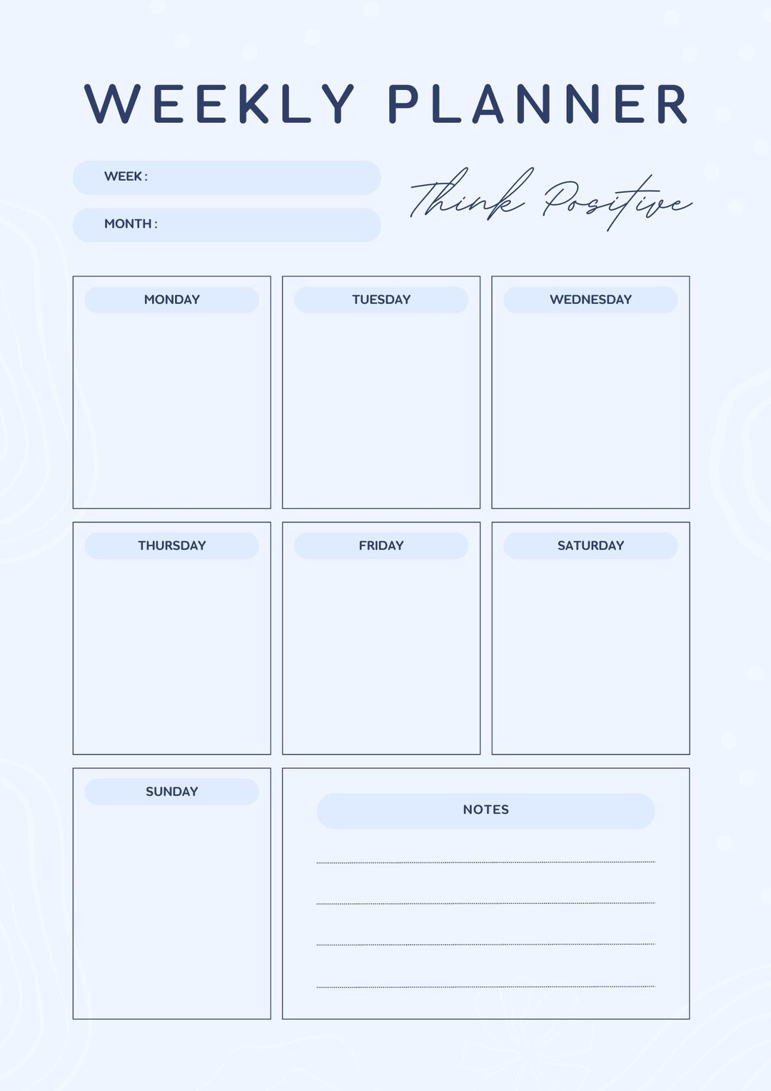 Digital Weekly Planner |PDF Template for Printing| Efficient ...