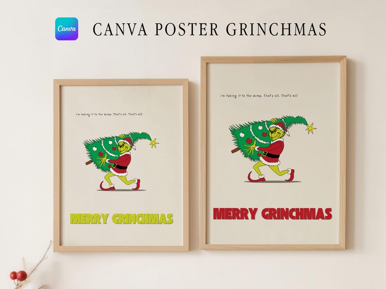 Grinch Stealing Christmas Tree Wall Decor, Merry Grinchmas Printable ...