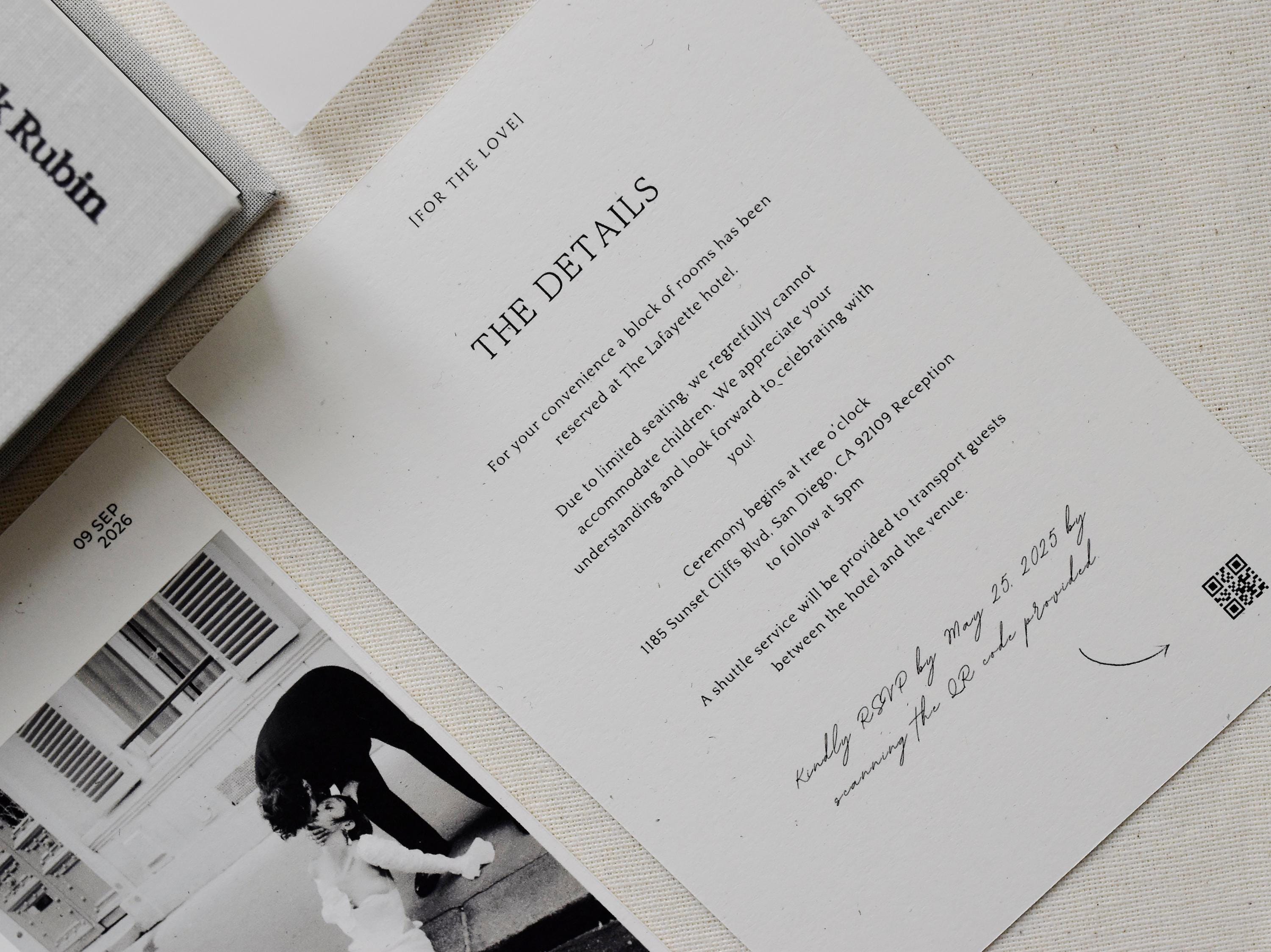 Editorial Wedding Invitation Template: Minimalist Black & White Book ...