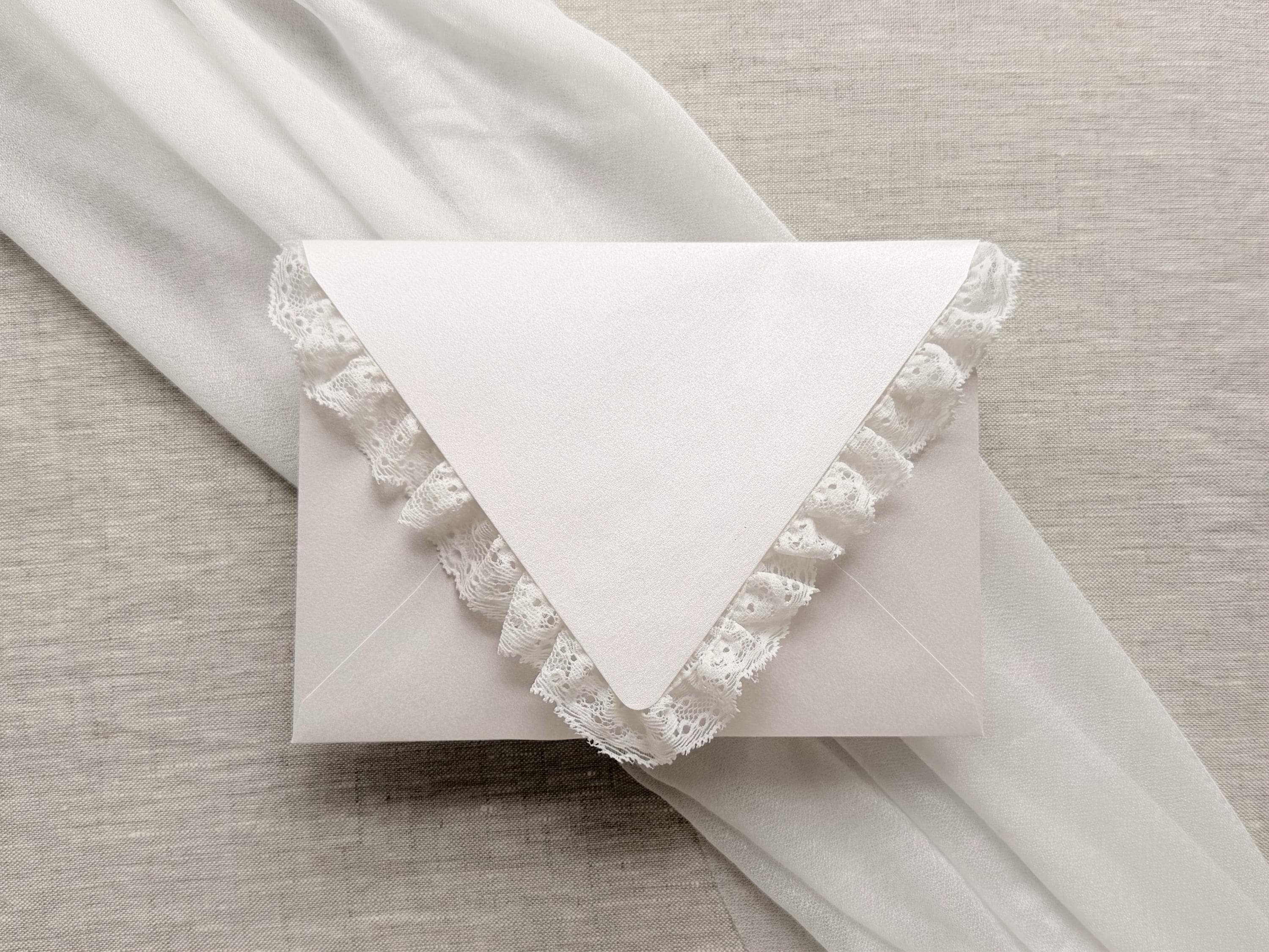 Handmade Lace Wedding Invitation Envelope | Couture A7 Stationery - Etsy